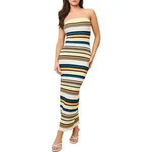 Solid & Striped The Caroline Strapless Maxi Dress - Variegated Stripe