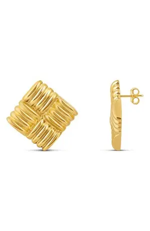 SHYMI Textured Square Statement Earrings - Gold