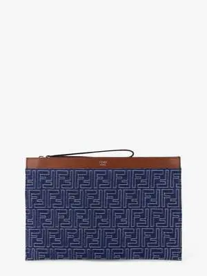 Fendi Ff Jacquard Denim Clutch - Blue