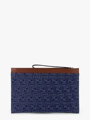 Fendi Ff Jacquard Denim Clutch - Blue
