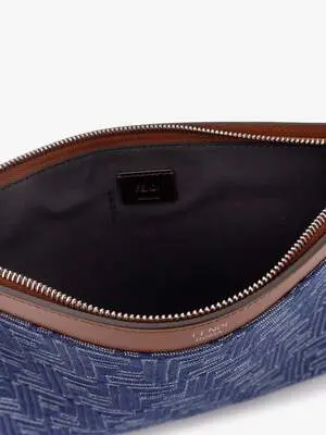 Fendi Ff Jacquard Denim Clutch - Blue