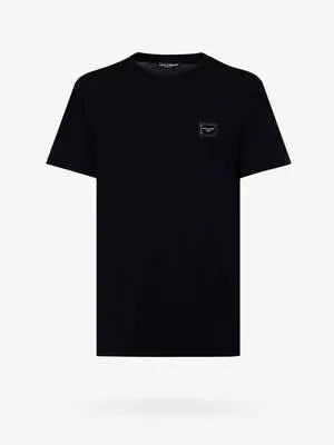 Dolce & Gabbana Cotton Tshirt With Logo Patch - Black