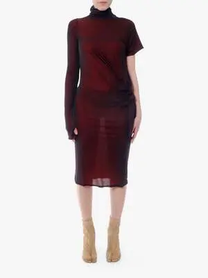 MAISON MARGIELA Viscose Dress With Asymmetric Sleeves - Red