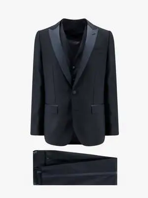 Dolce & Gabbana Virgin Wool Blend Tuxedo With Gilet And Satin Profiles - Blue