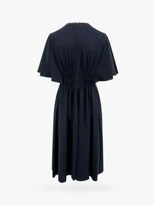 Chloé Silk Midi Dress With Draped Front - Blue