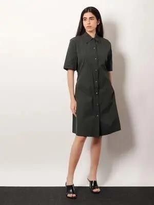 Burberry Cotton Blend Shirt Dress With Embroidery