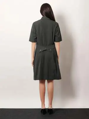 Burberry Cotton Blend Shirt Dress With Embroidery