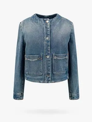 Givenchy Denim Jacket With Metal Chain - Blue