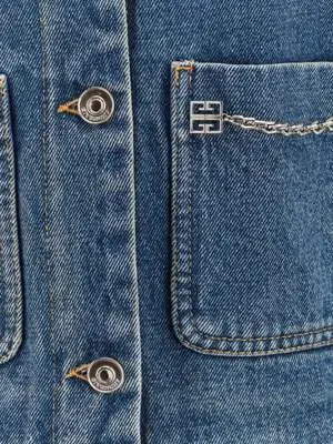 Givenchy Denim Jacket With Metal Chain - Blue