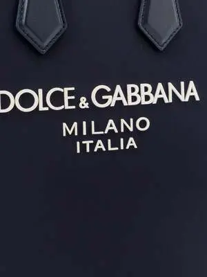 Dolce & Gabbana Nylon And Leather Handbag With Embossed Logo