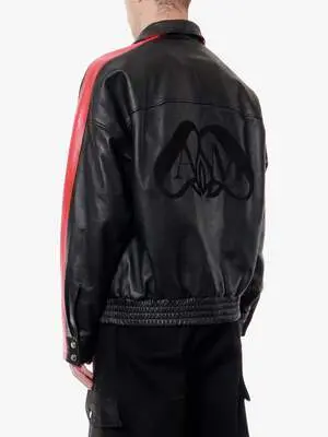 Alexander McQueen Leather Jacket With Contrasting Bands