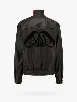 Alexander McQueen Leather Jacket With Contrasting Bands