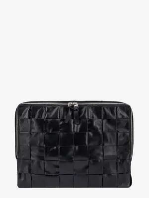 Bottega Veneta Leather Clutch With Intrecciato Motif - Black