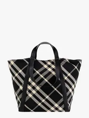 Burberry Cotton-blend Check Motif Shoulder Bag - Black
