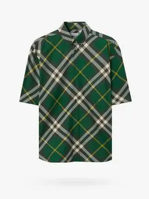 Burberry Cotton Shirt With Check Motif - Green