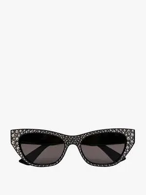 Alexander McQueen Acetate Cat-eye Sunglasses With Rhinestones - Black