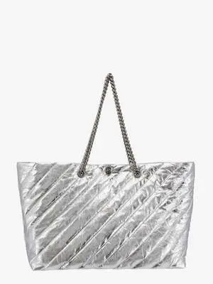 Balenciaga Quilted Leather Shoulder Bag With Metal Chain Strap