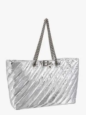 Balenciaga Quilted Leather Shoulder Bag With Metal Chain Strap