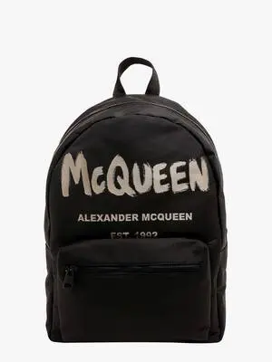 Alexander McQueen Metropolitan Nylon Backpack With Graffiti Print - Black