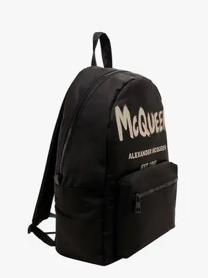 Alexander McQueen Metropolitan Nylon Backpack With Graffiti Print - Black