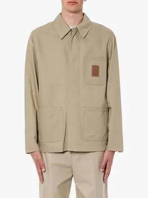 FERRAGAMO Cotton-viscose Jacket With Leather Patch