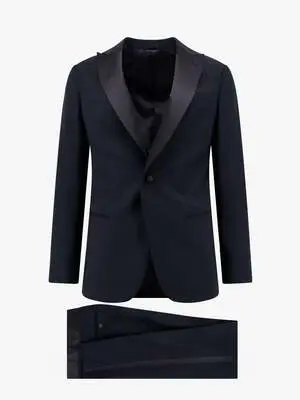 Giorgio Armani Icon Virgin Wool Tuxedo With Satin Profiles - Blue