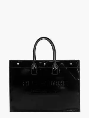 Saint Laurent Patent Leather Handbag With Embossed Logo - Black