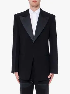 FERRAGAMO Wool Blazer With Satin Profiles