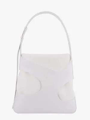 FERRAGAMO Leather And Canvas Shoulder Bag With Cutout Details - White
