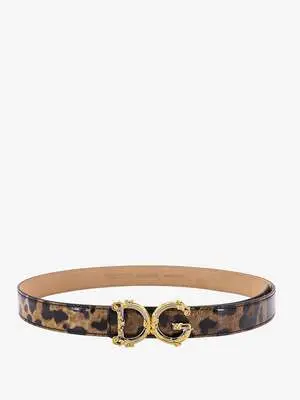 Dolce & Gabbana Animalier Monogram Leather Belt - Brown