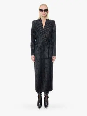 Alexander McQueen Doublebreasted Broken Pinstripe Blazer