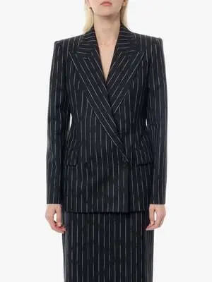 Alexander McQueen Doublebreasted Broken Pinstripe Blazer