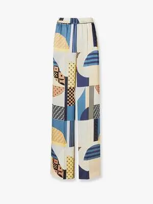 Fendi Patchwork Silk Trousers Multicolor