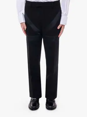 FERRAGAMO Virgin Wool Trouser With Satin Inserts