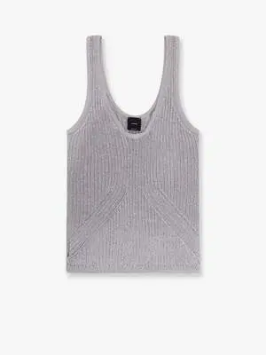 Pinko Noha Viscose And Metallized Fibre Tank Top - Silver
