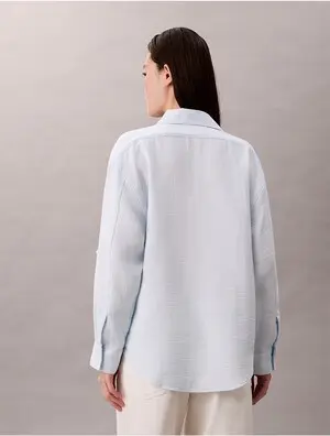 Calvin Klein Double Gauze Roll Tab Shirt - Ice Melt