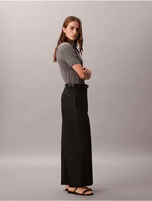 Calvin Klein Wide Leg Cropped Chino Pant - Black