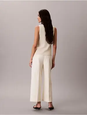 Calvin Klein Wide Leg Cropped Chino Pants - Calico