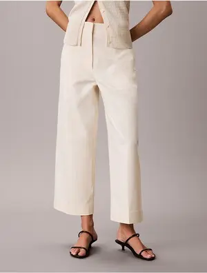 Calvin Klein Wide Leg Cropped Chino Pants - Calico
