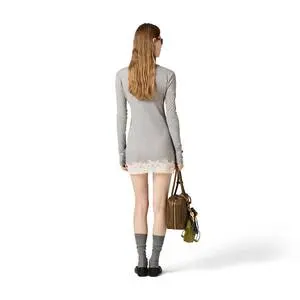Miu Miu Ribbed Jersey And Lace Dress