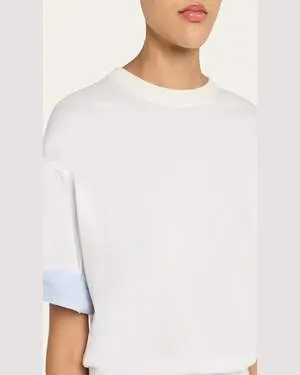 Simkhai Sutton Short-sleeve Combo Top - White