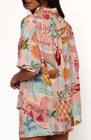 PETAL & PUP Abella Printed Oversized Button-up Shirt