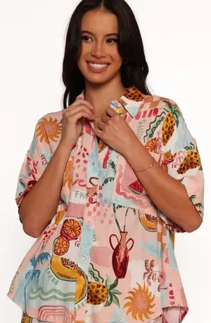 PETAL & PUP Abella Printed Oversized Button-up Shirt