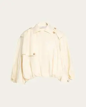 Gabriela Hearst Hunt Balloon Hem Trench Jacket - Ivory