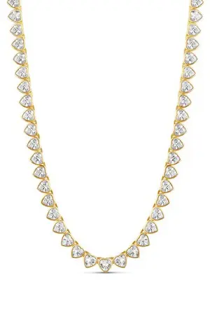 SHYMI Bezel-set Heart Tennis Necklace - Gold