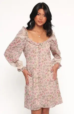 PETAL & PUP Sylvia Print Long Sleeve Mini Dress