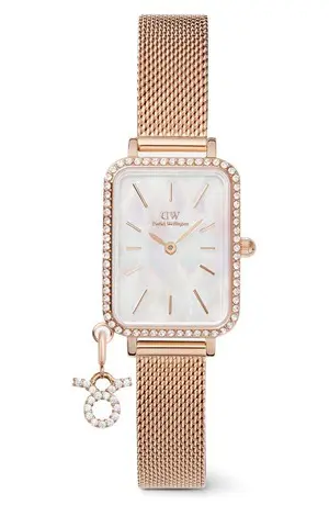 DANIEL WELLINGTON Quadro Charm Mesh Strap Watch