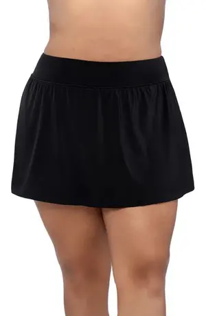 TRIMSHAPER Mid-rise Swim Skort - Black