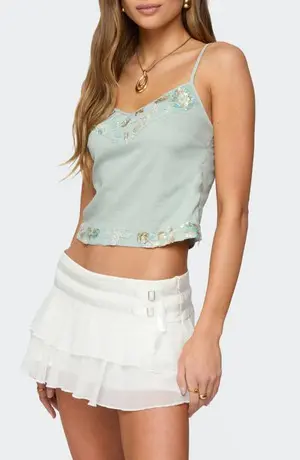 EDIKTED Sequin Beaded Camisole
