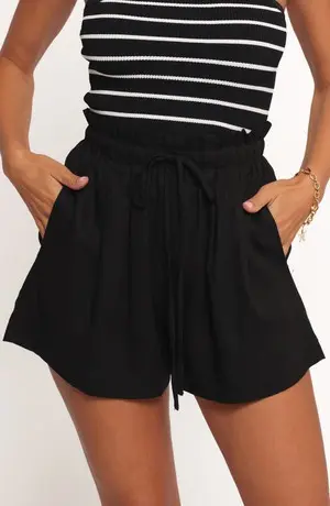 PETAL & PUP Paperbag Waist Linen-blend Shorts